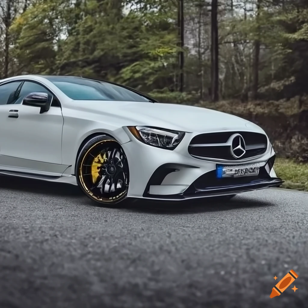 White Mercedes Benz CLS 350 with AMG GT 63S body kit and blackout rims ...