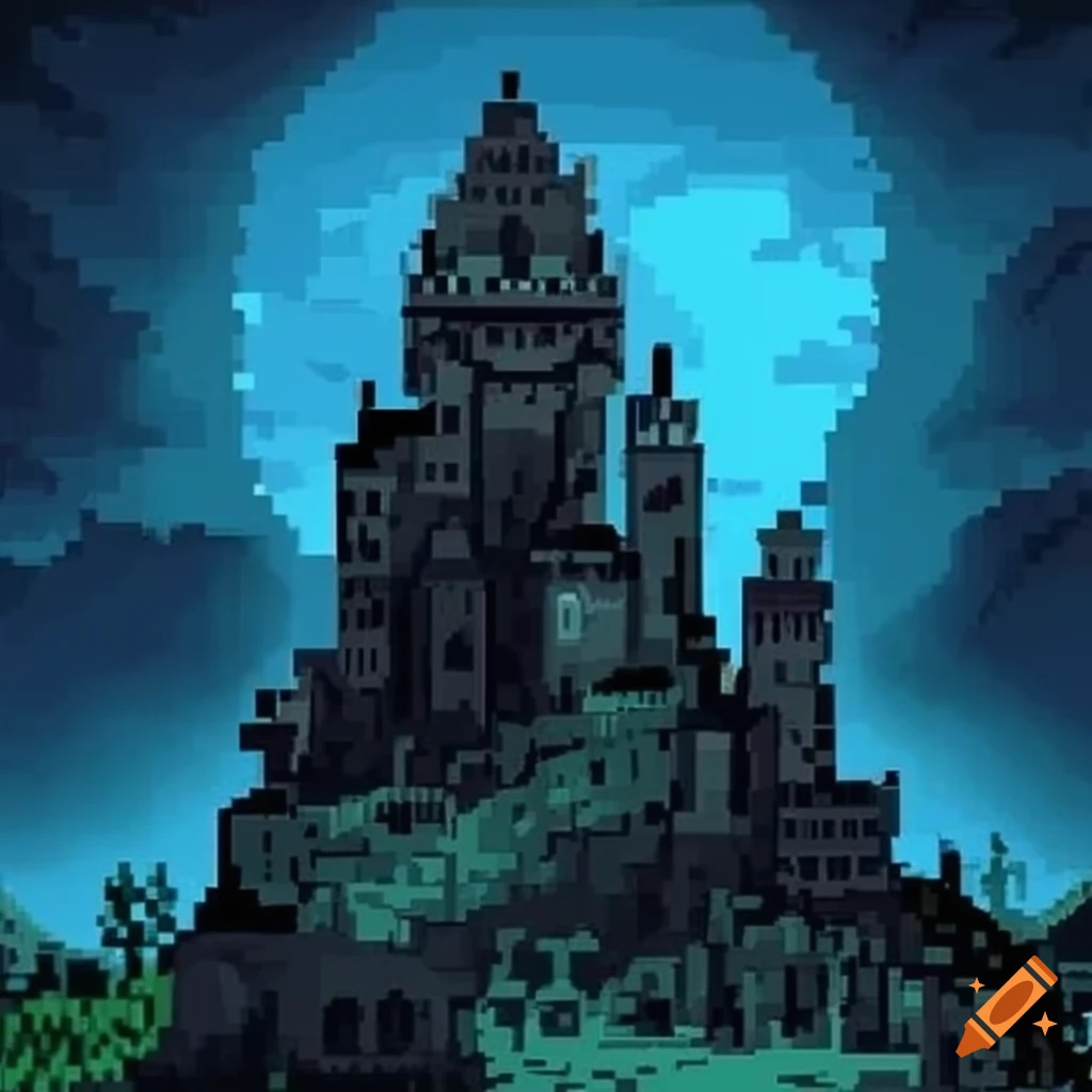 Dracula's castle pixel art