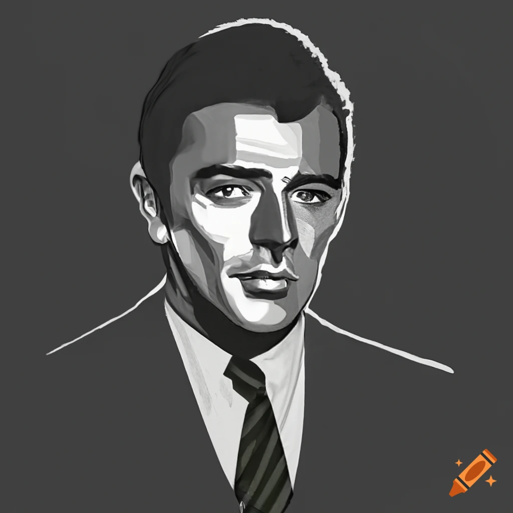 Grayscale portrait of richard burton as a menacing gangster