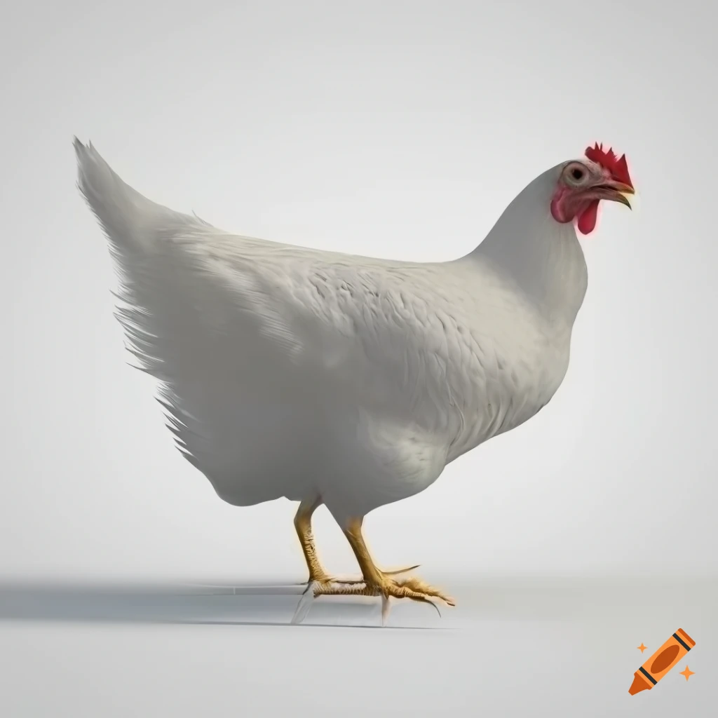 Realistic 3d model of a white chicken on white background on Craiyon