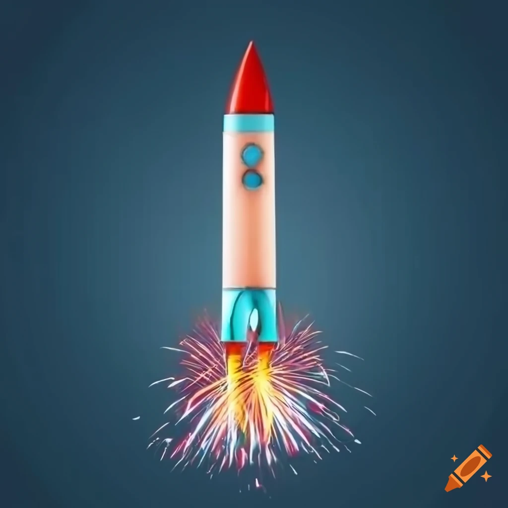 Fireworks rocket on white background without wings