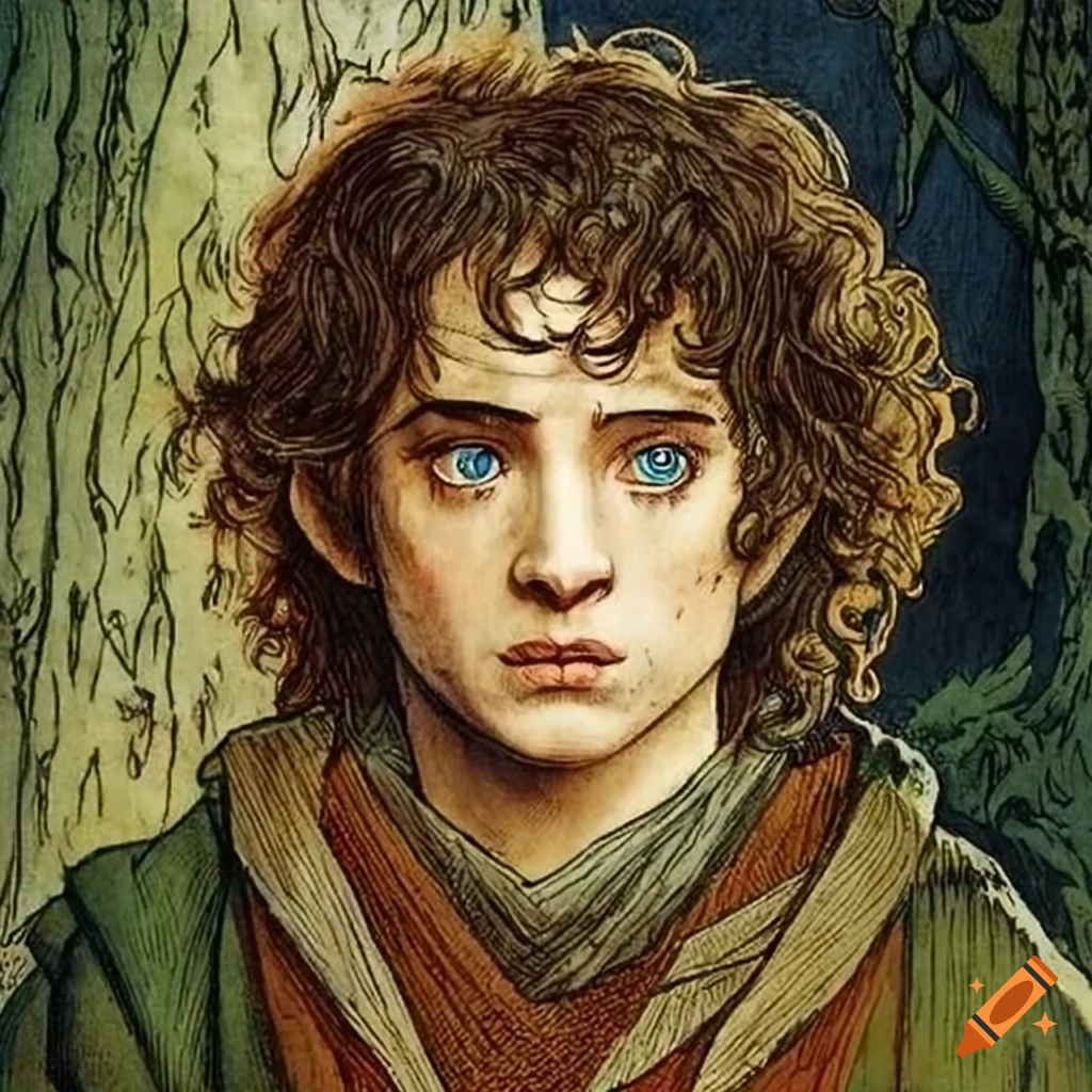 Illustration of Frodo from The Lord of the Rings by Ivan Bilibin on Craiyon