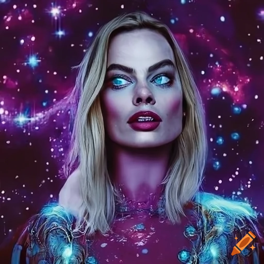 Margot robbie portrayed as a cosmic entity on Craiyon