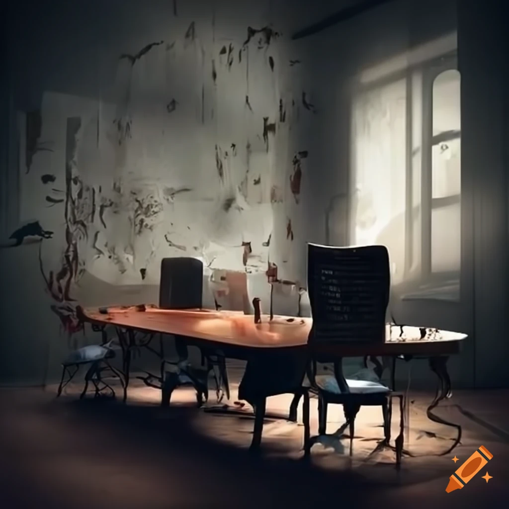 Cluttered conference room with messy equipment