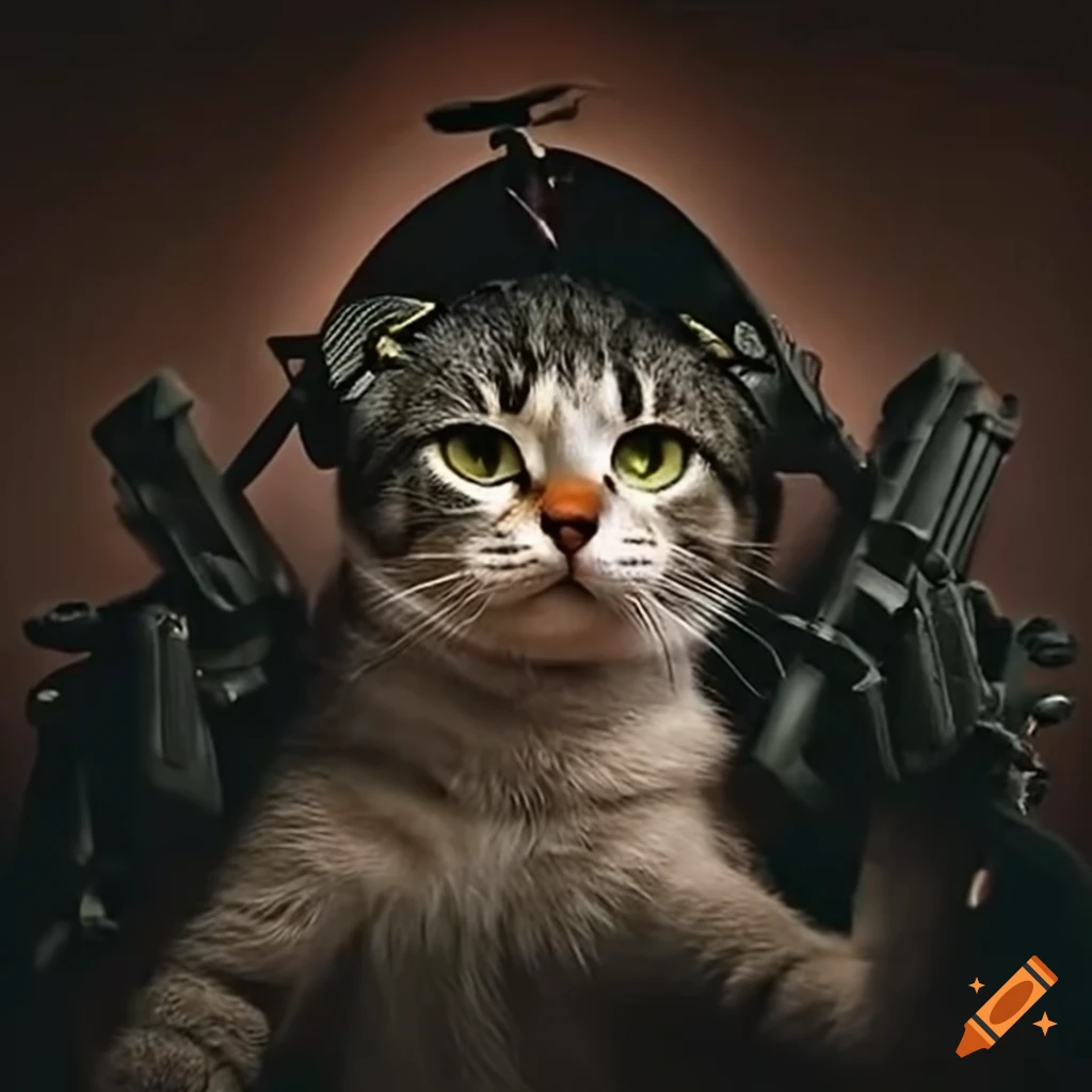 Military plane shooting cat missiles