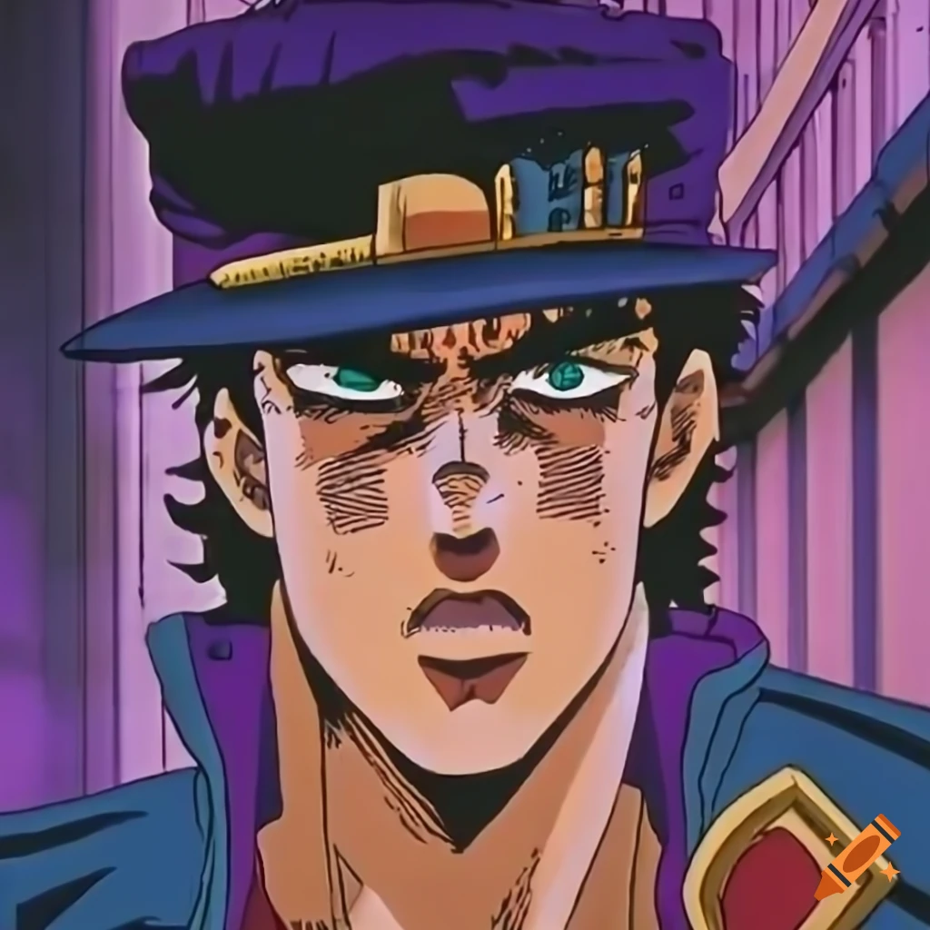 Jotaro kujo from jojo's bizarre adventure in 90s ova art style on Craiyon