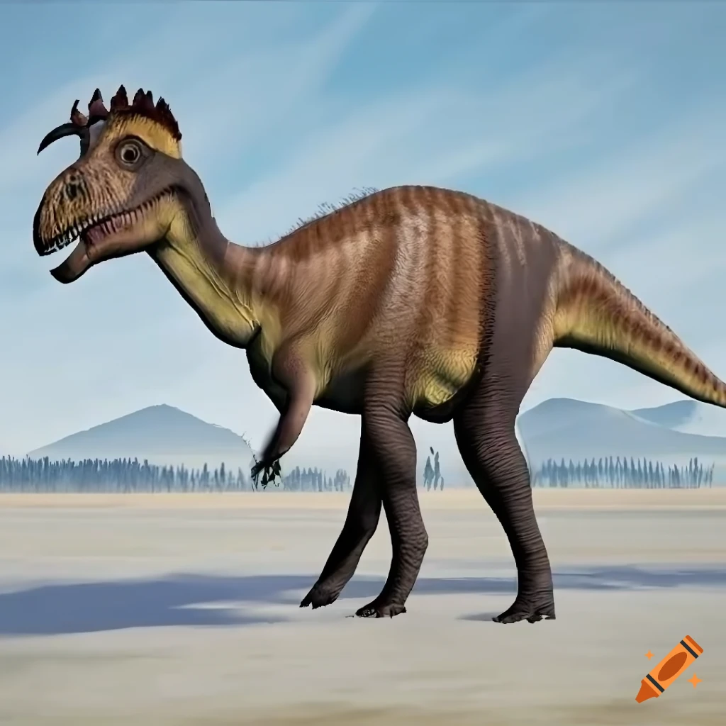 Full body view of scientifically accurate hadrosaurus dinosaur with ...