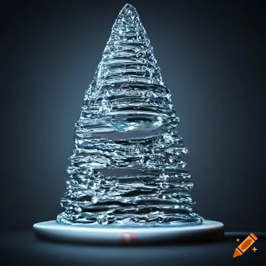 Christmas tree made of flowing water from a tap on Craiyon
