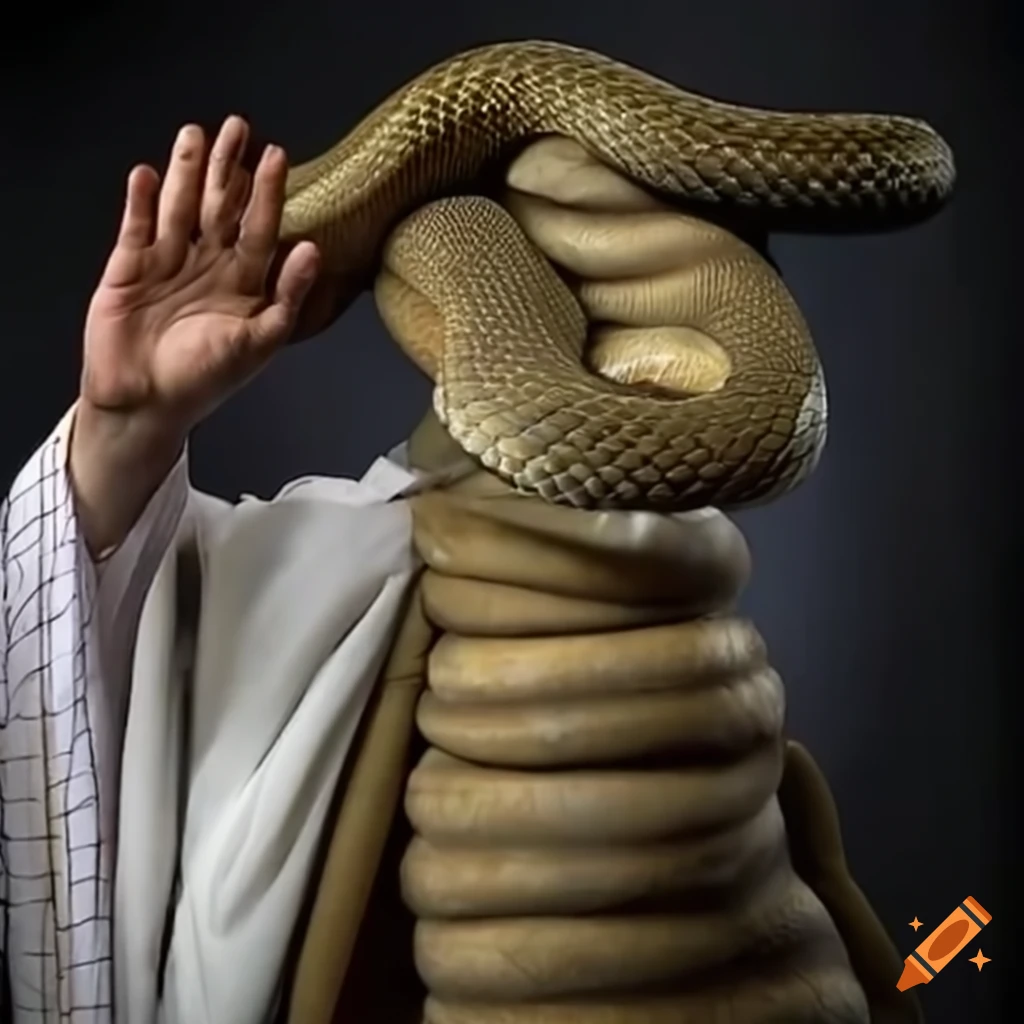 Man with two snakes on his shoulders