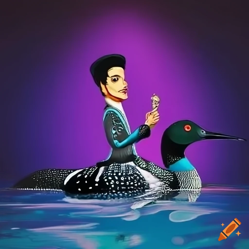 Prince riding a loon on Craiyon