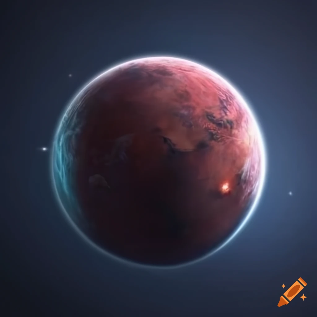 Realistic volcanic planet in a cinematic game