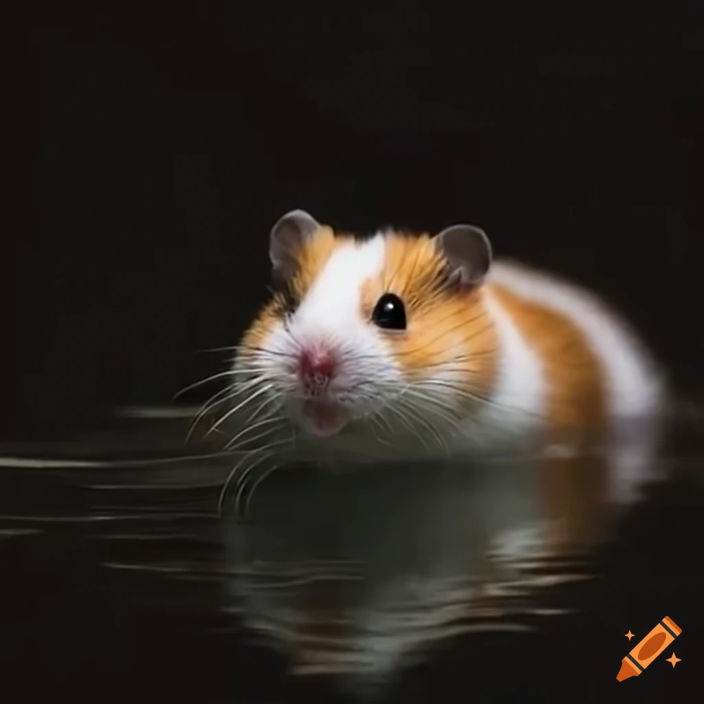 Hamster swimming in water