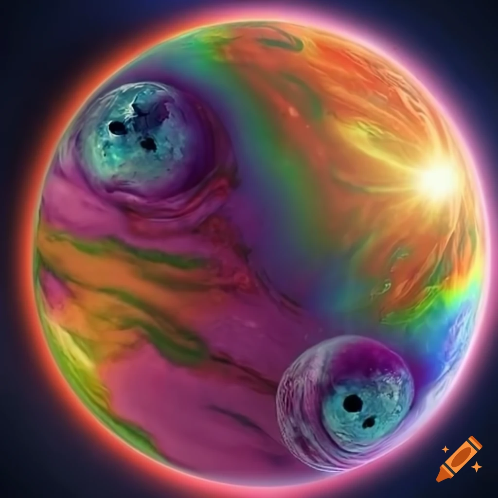 Colorful realistic alien planet landscape