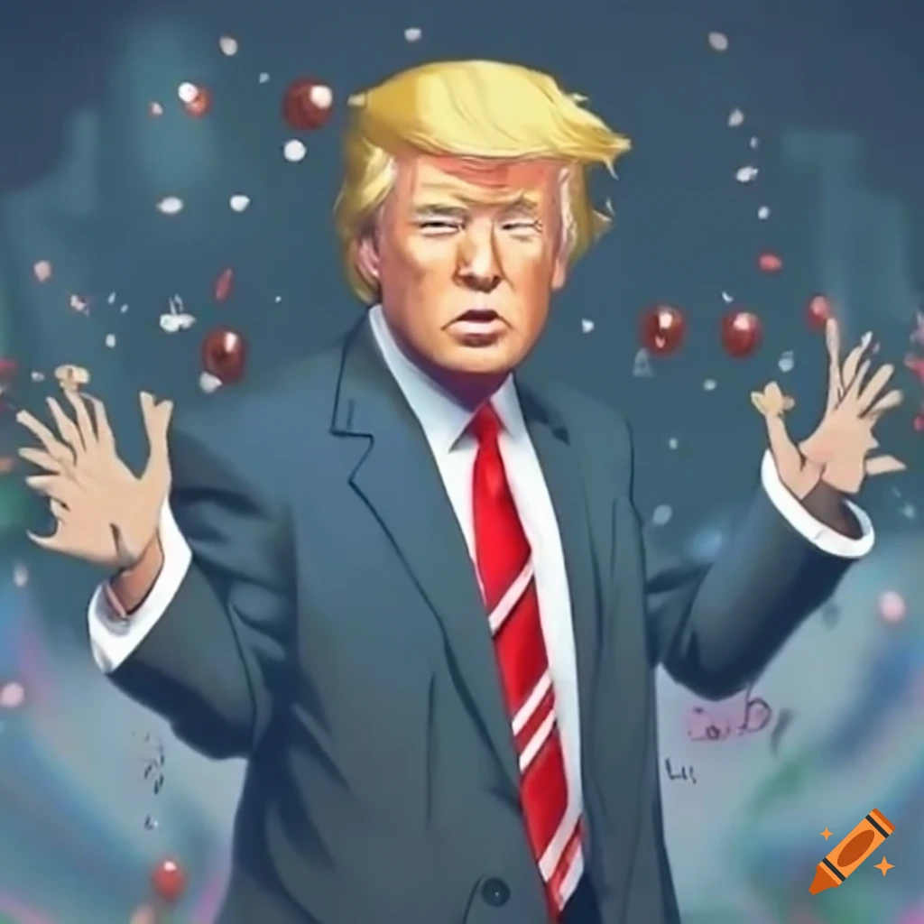 Satirical illustration of donald trump arguing with santa claus