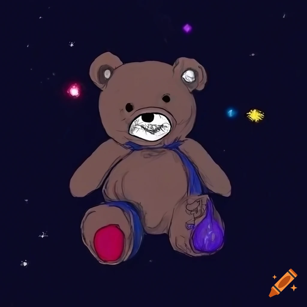 Drawing of a cursed space teddy bear