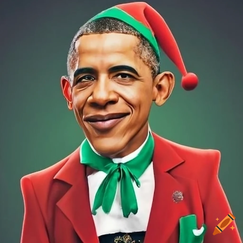 Obama dressed as an elf