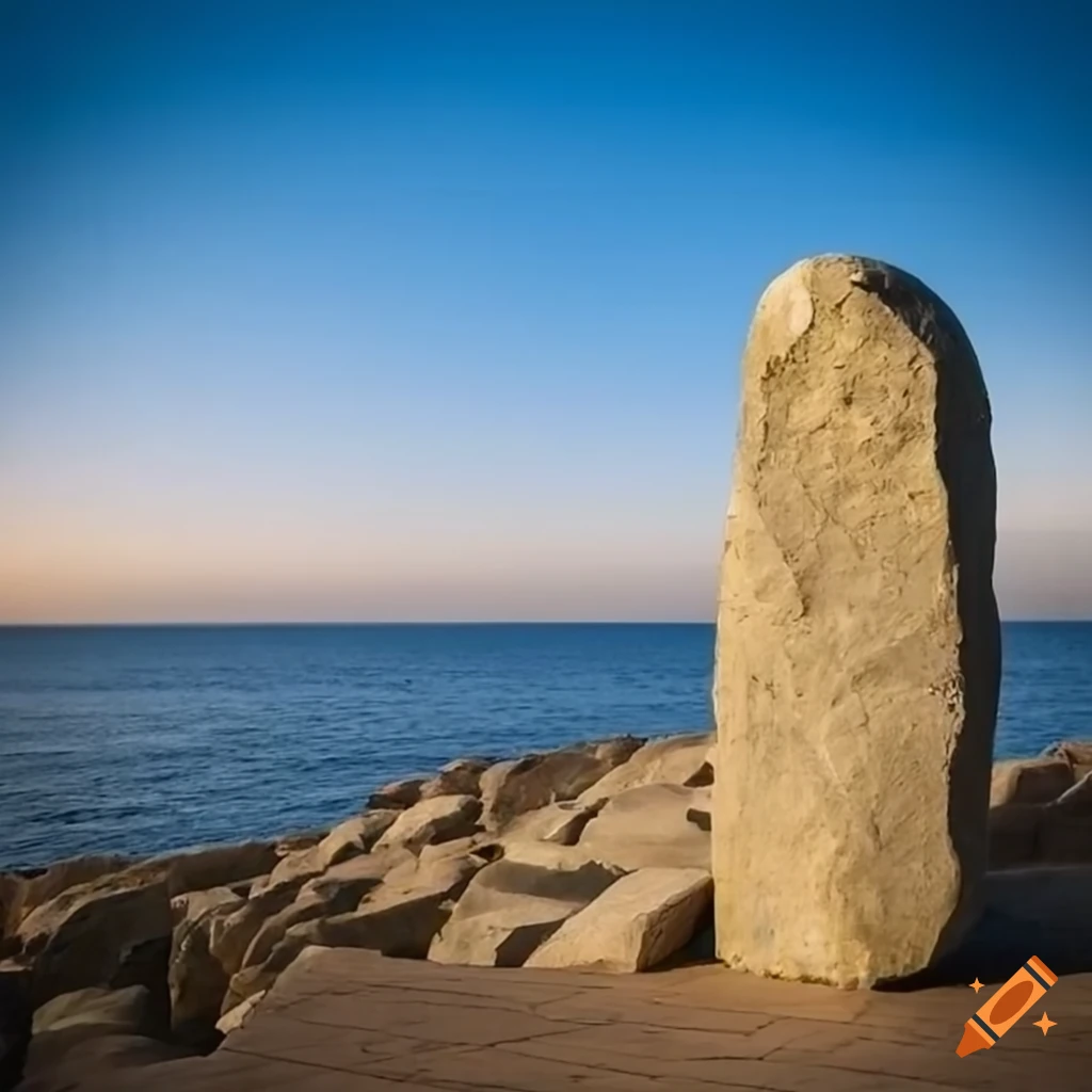 Tourist site signage made of stone on Craiyon