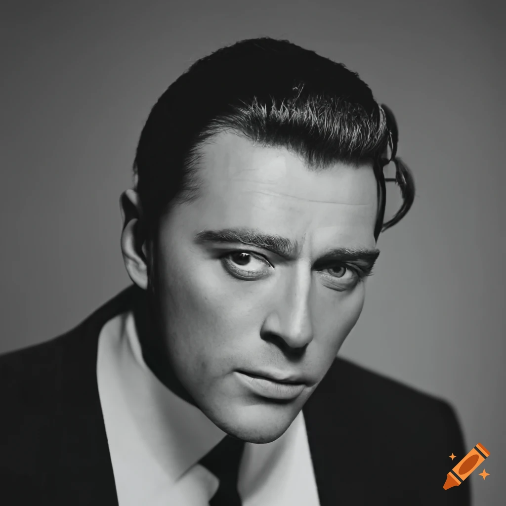 Grayscale portrait of richard burton as a menacing gangster
