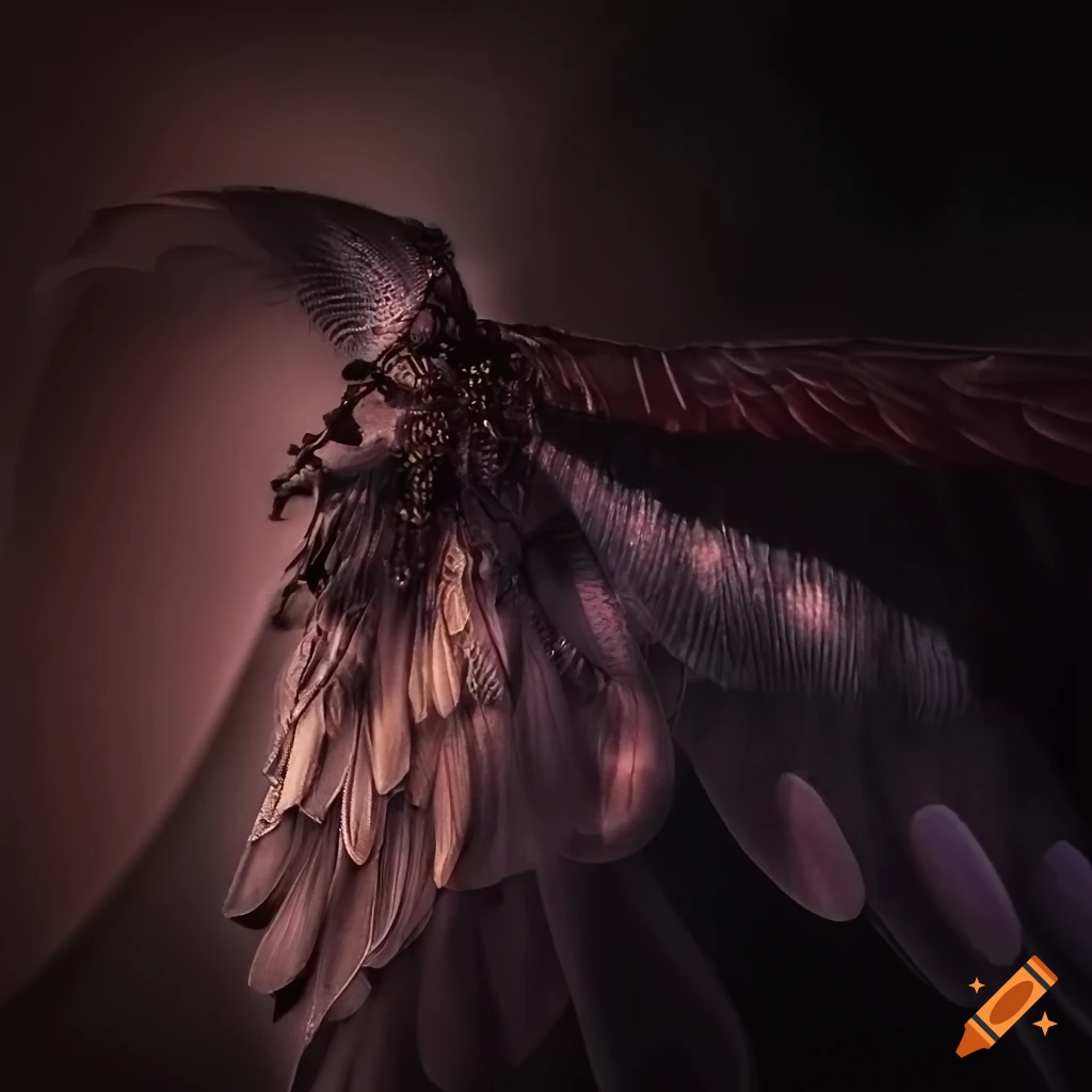 Intricate unbroken fabric wings on Craiyon