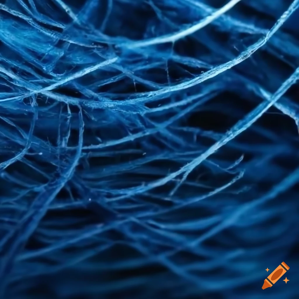 Macro shot of natural blue coconut fibers on Craiyon