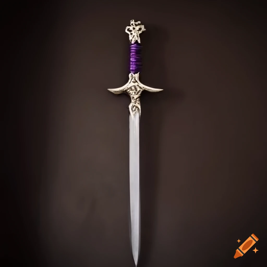 Silver sword with dragon handle and jeweled eyes on Craiyon