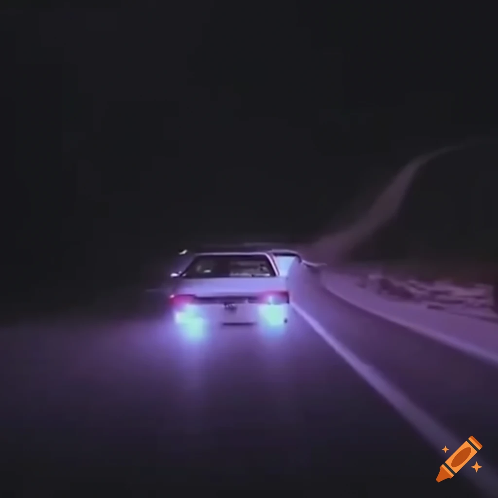 Vintage VHS footage of a white JDM drift car in the Japanese mountains ...