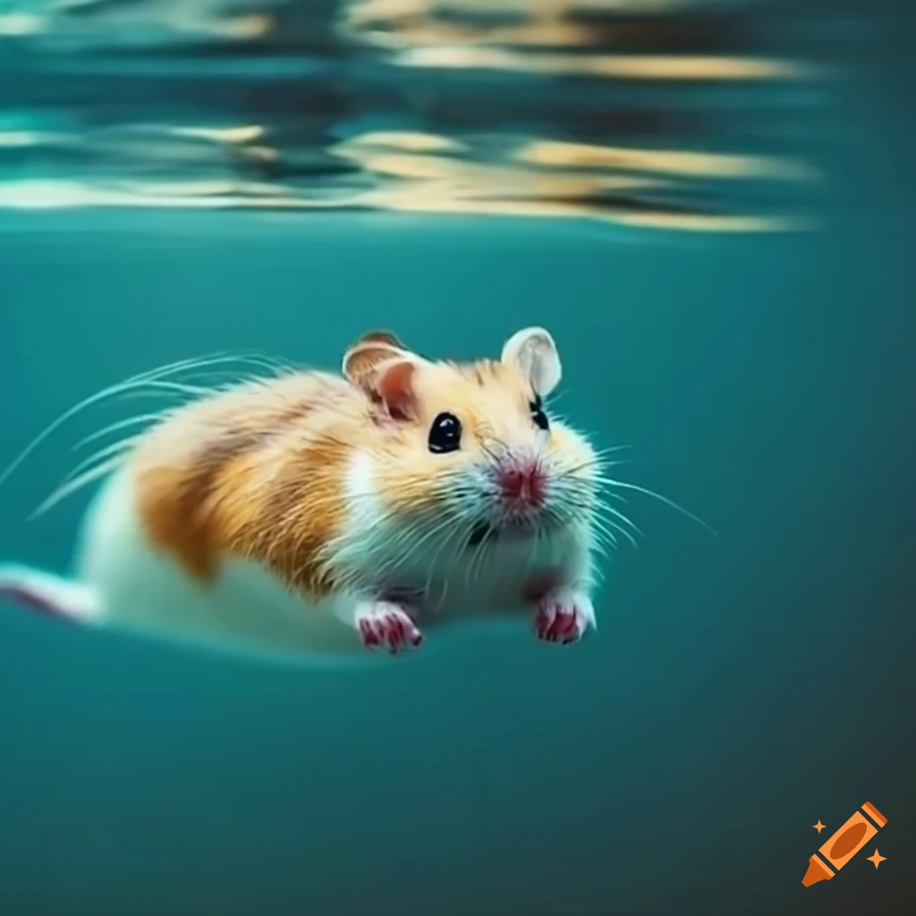 Hamster swimming in water on Craiyon