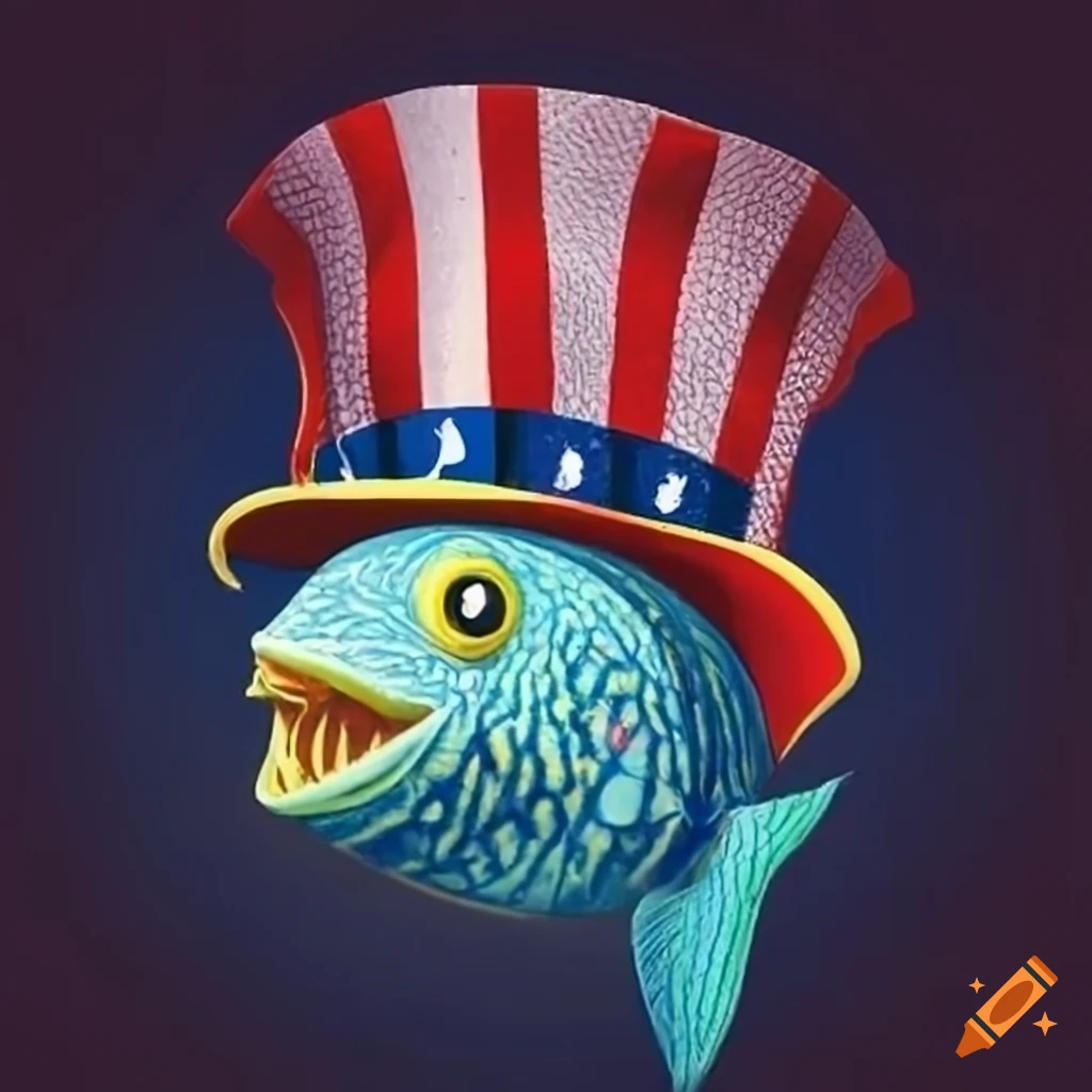 Fish wearing uncle sam hat