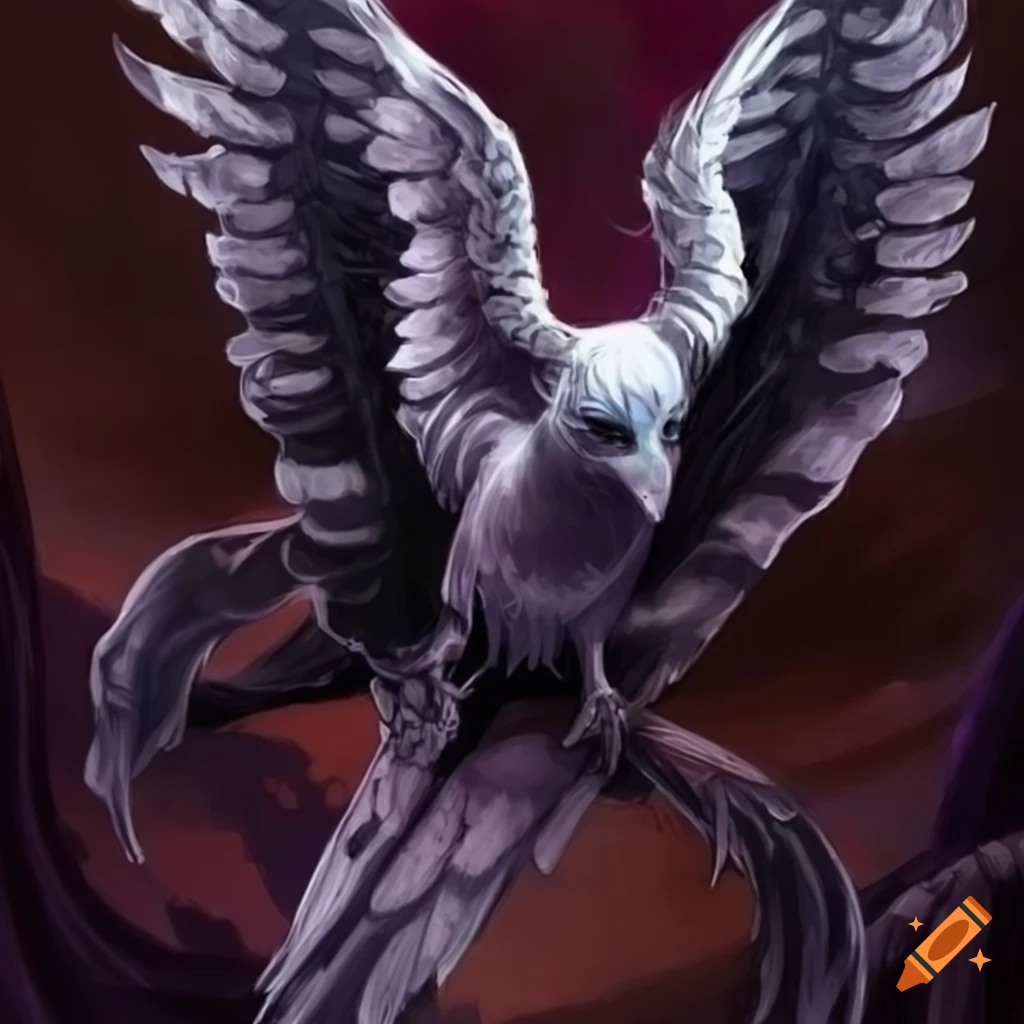 Dark and mysterious harpy creature in gothic style
