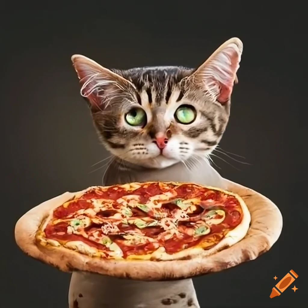 Flying cats on pizzas