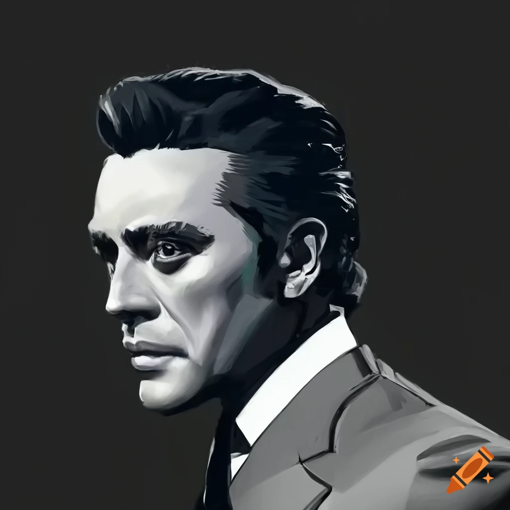 Grayscale portrait of the british actor richard burton as a menacing ...