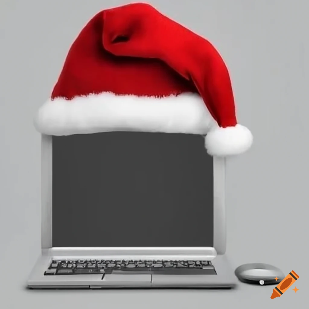 Computer wearing a Santa hat on Craiyon
