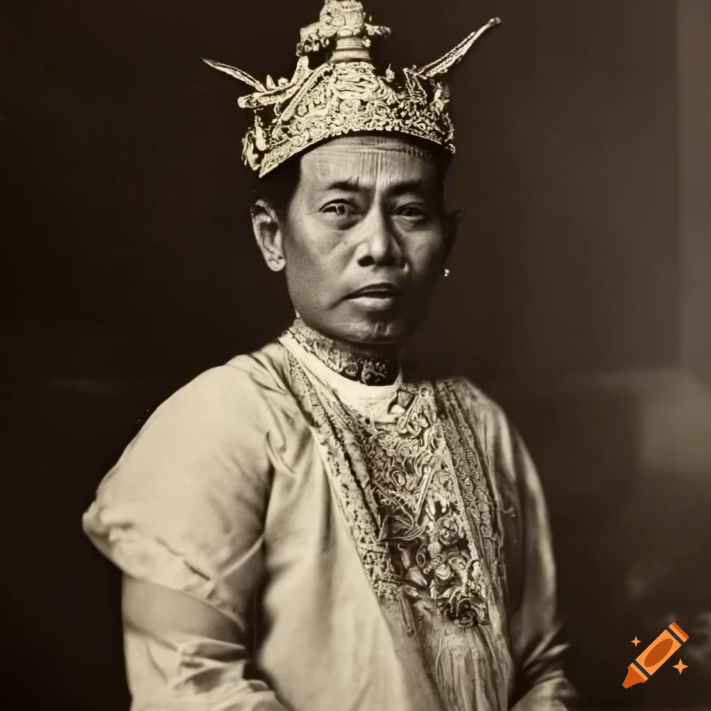 Portrait of a hindu indonesian king in an old photograph