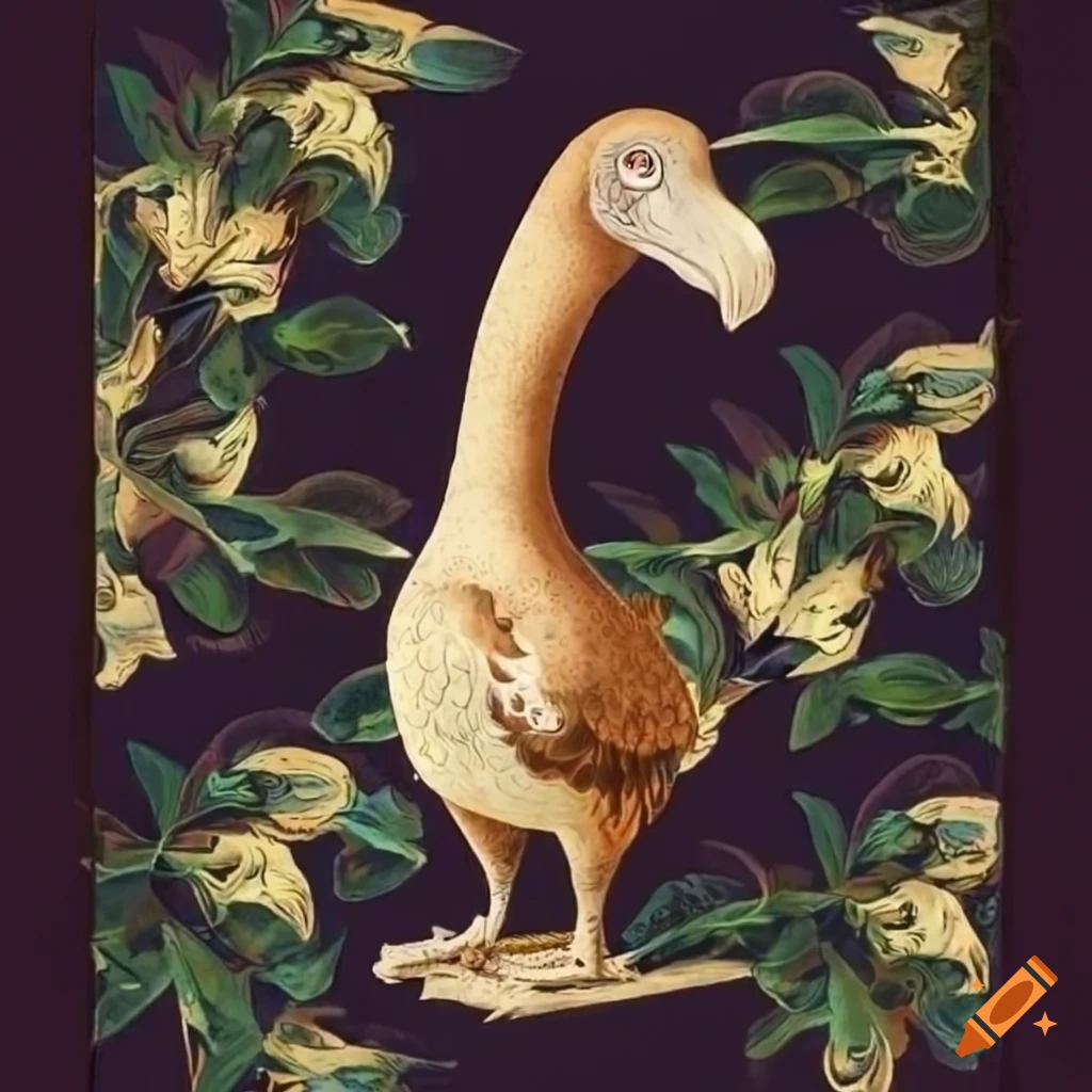 Repeatable tiling pattern of a dodo bird in John James Audubon style on ...