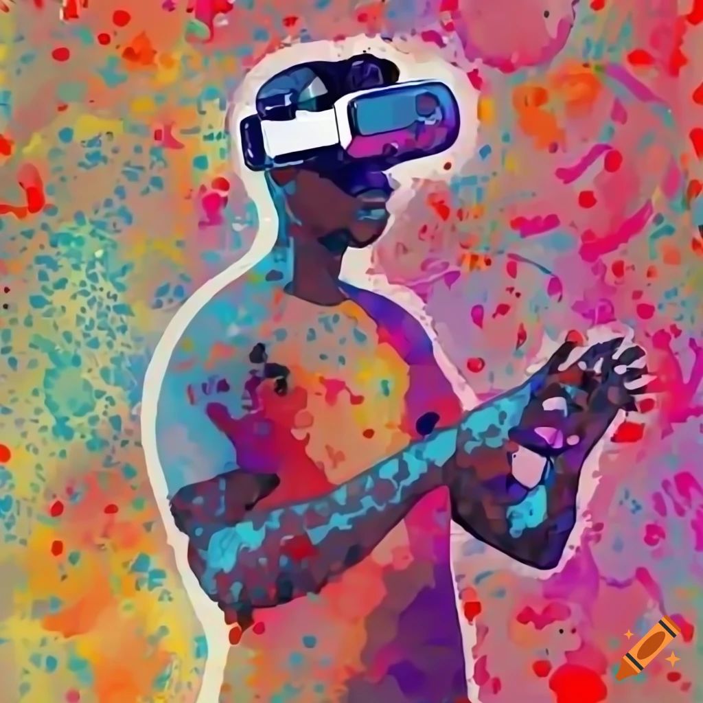 Vector art of a man enjoying vr experience