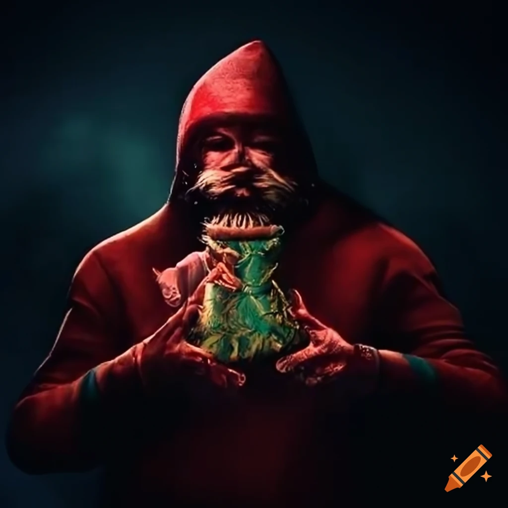 Secret santa text in red and green with snowflakes