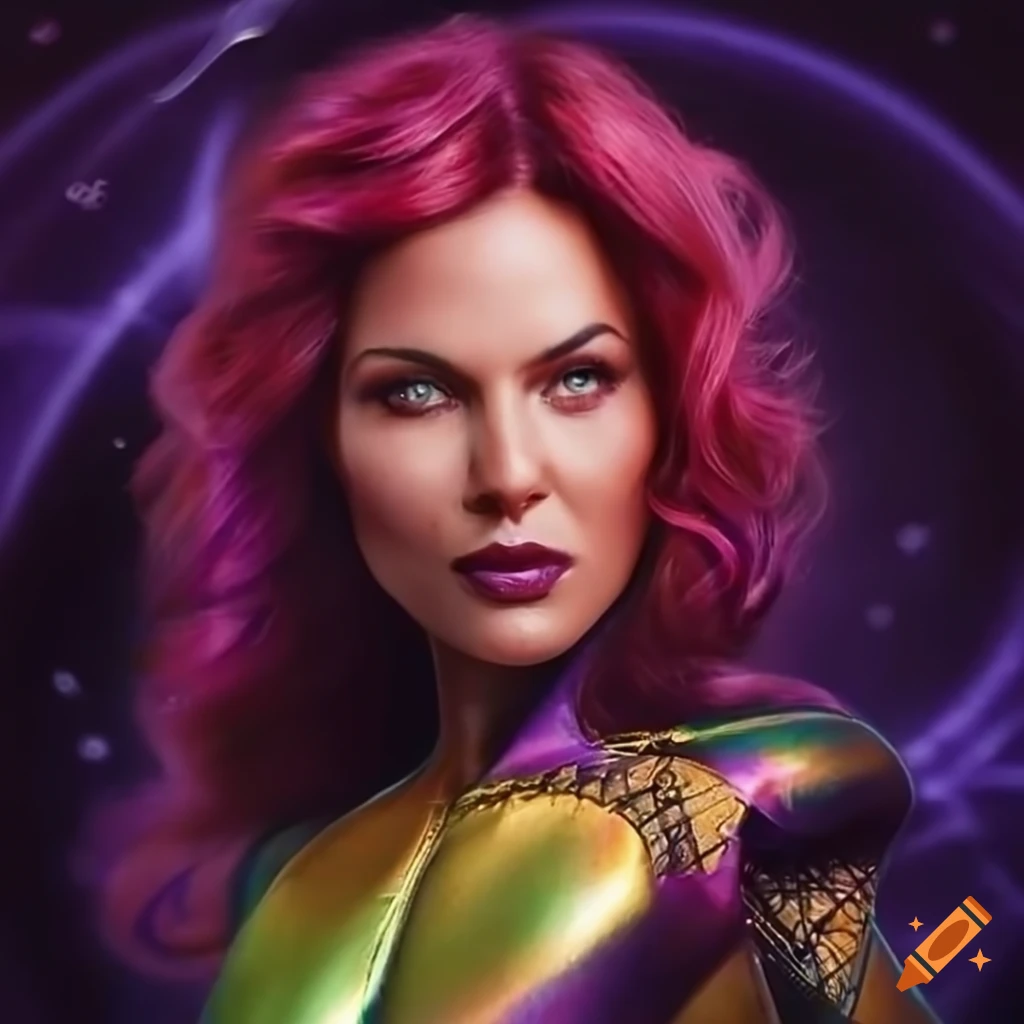 Close up of nadia van dyne the wasp in hi-tech superhero attire on Craiyon