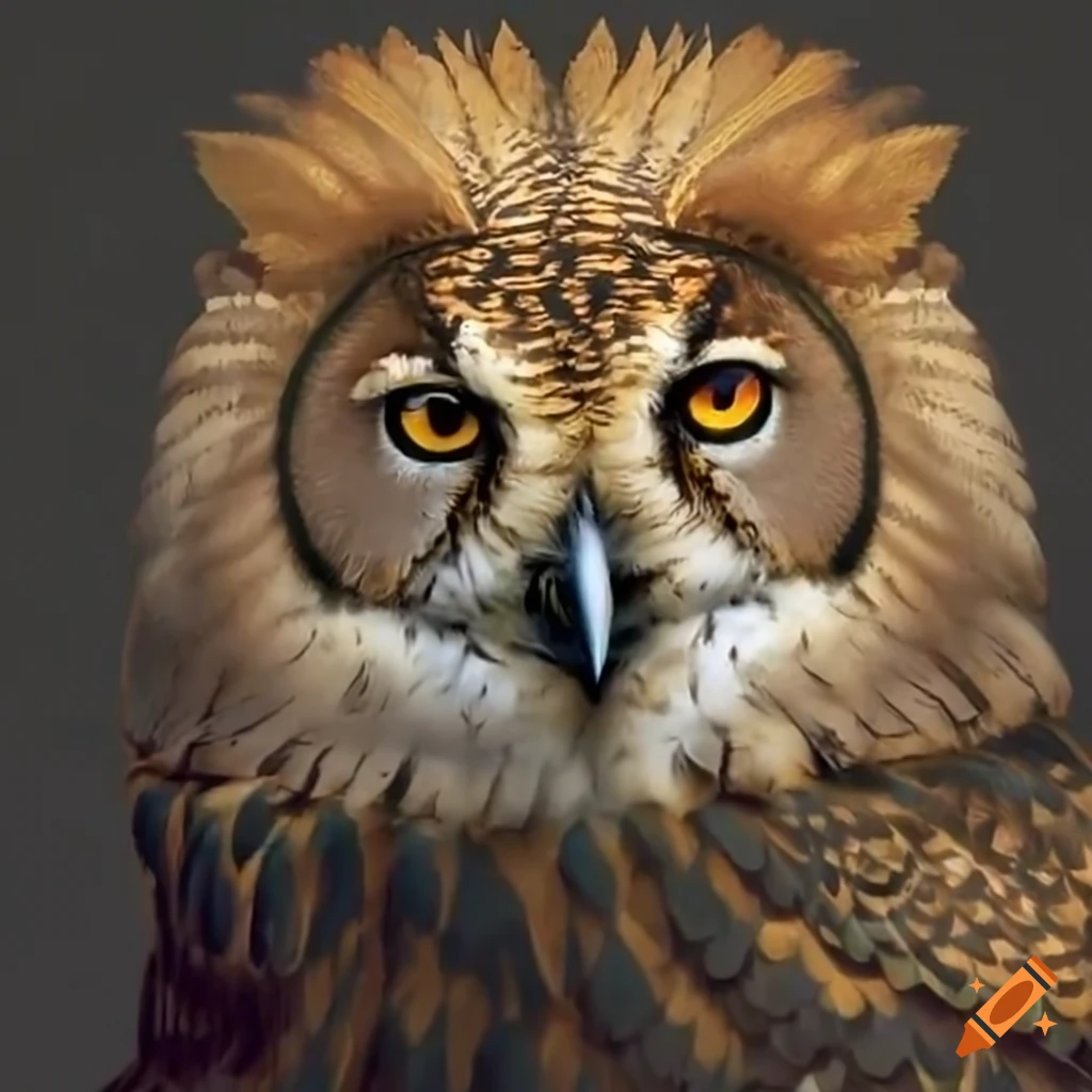 Owl attacking a lion on Craiyon