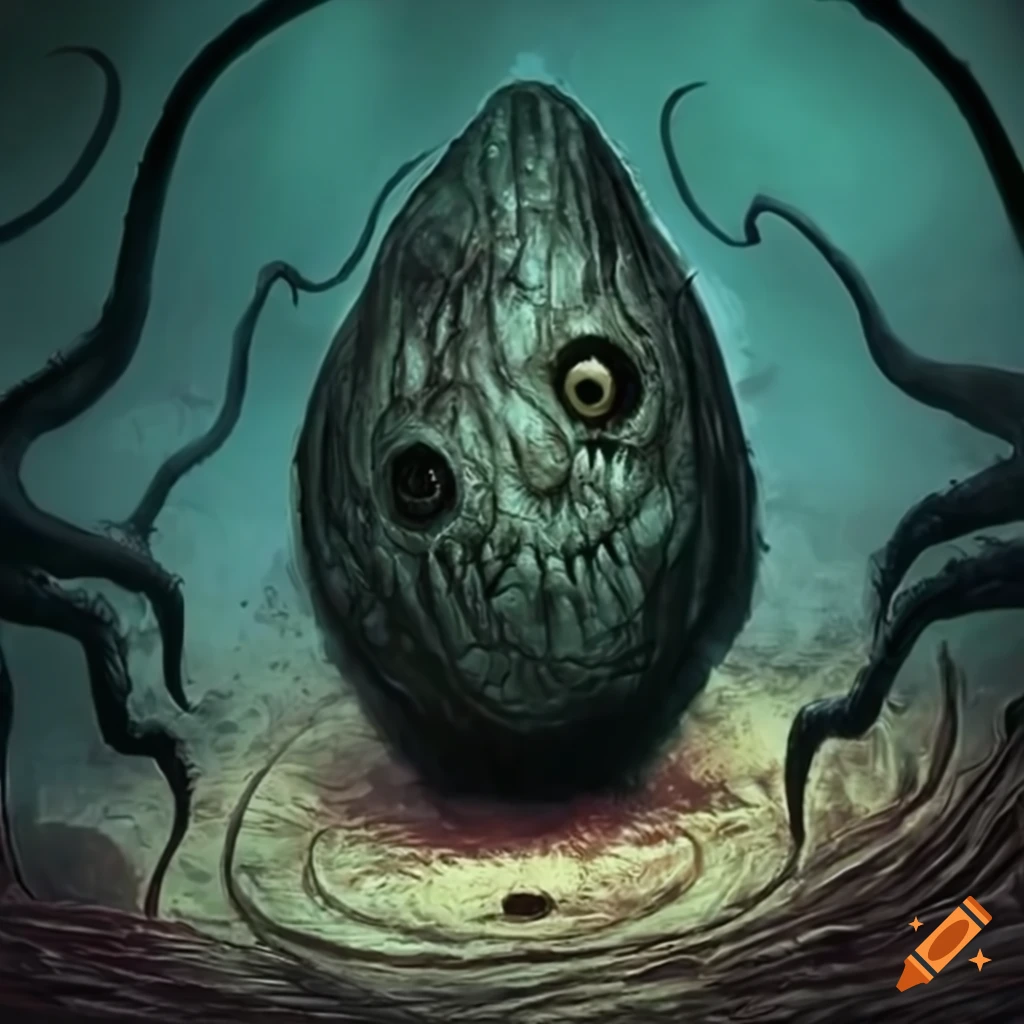 Mysterious dark egg of the abyss revealing a hidden world