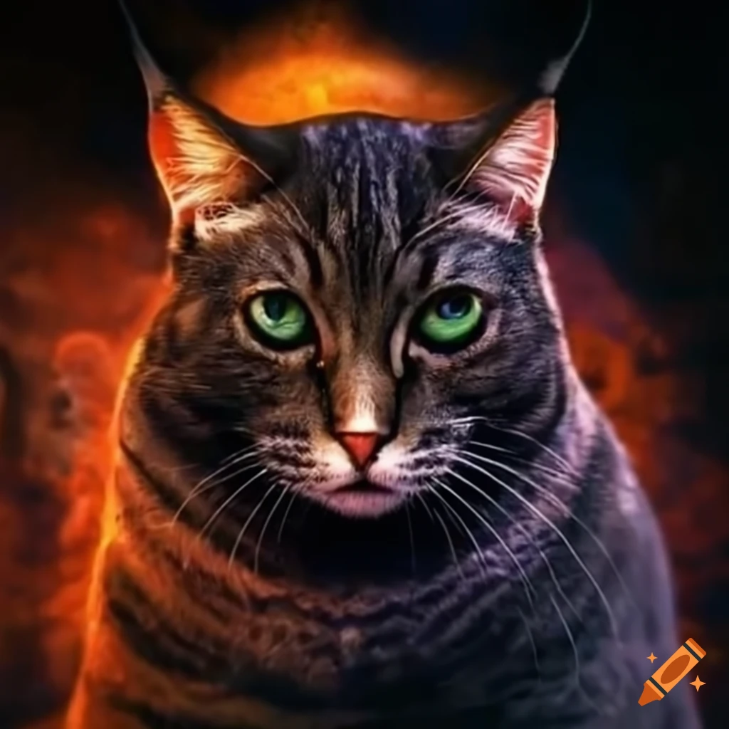Cat portraying evil coming to terrorize the planet earth on Craiyon