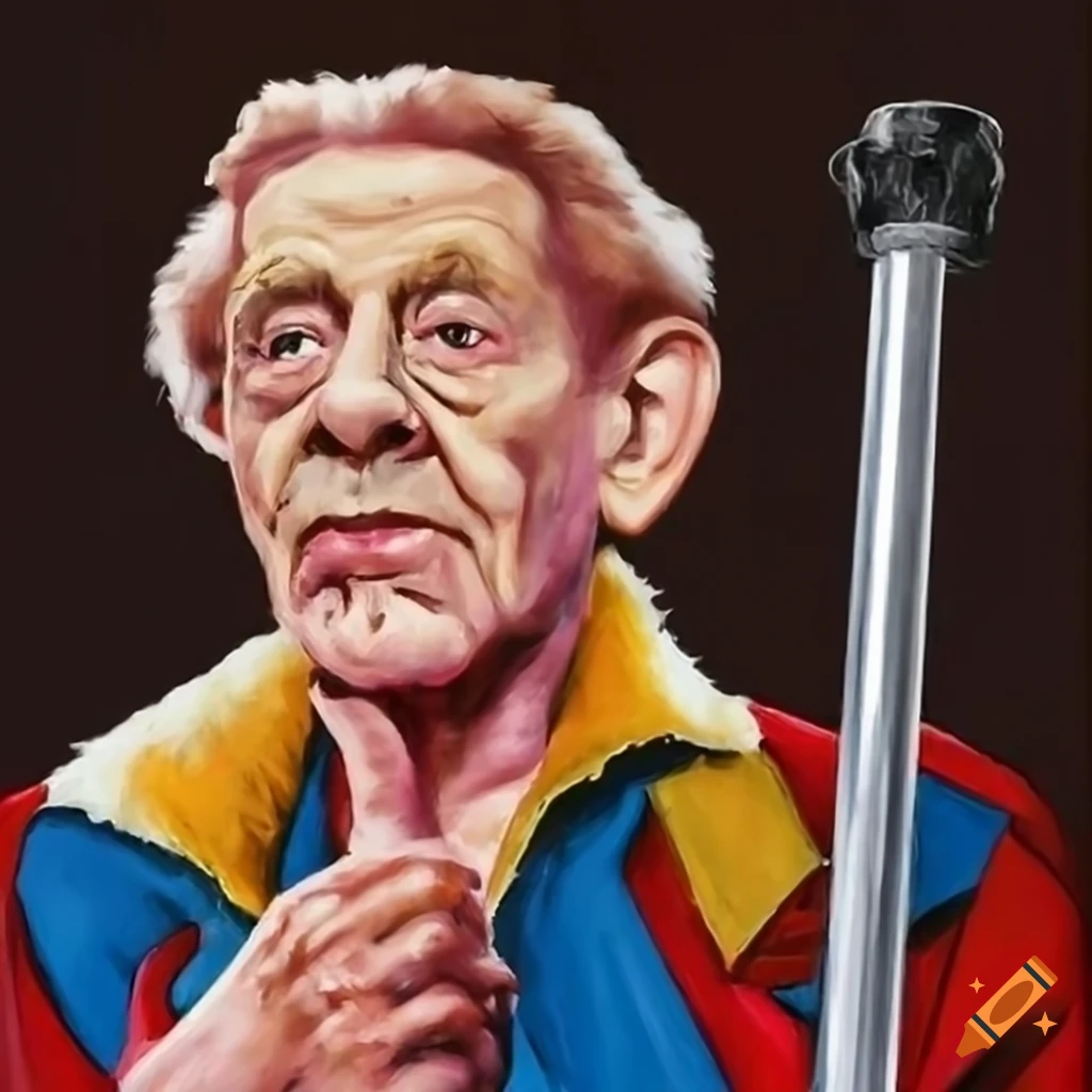 Painting of Jerry Stiller as the father of Festivus holding an aluminum ...
