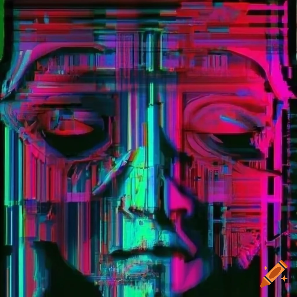 Digital decay glitch art with retro aesthetic on Craiyon