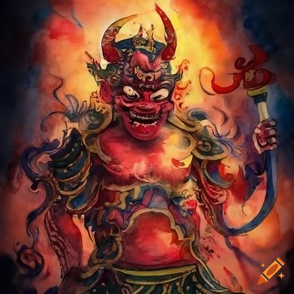 Traditional Chinese demon in artistic watercolor style on Craiyon