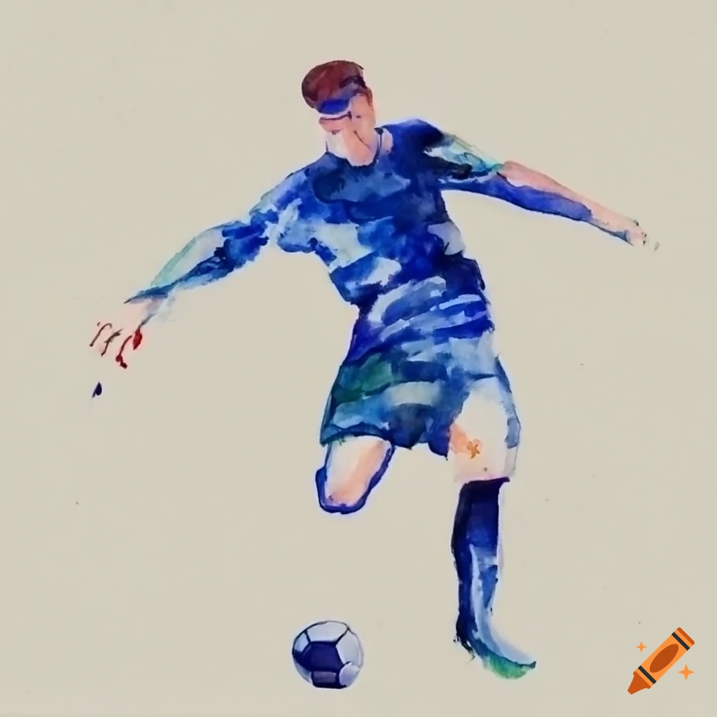 Watercolor painting of a football player on Craiyon