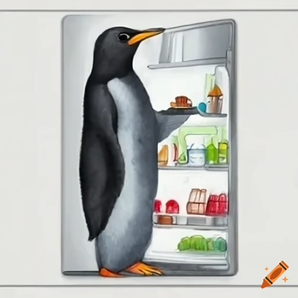 Penguin inside a fridge