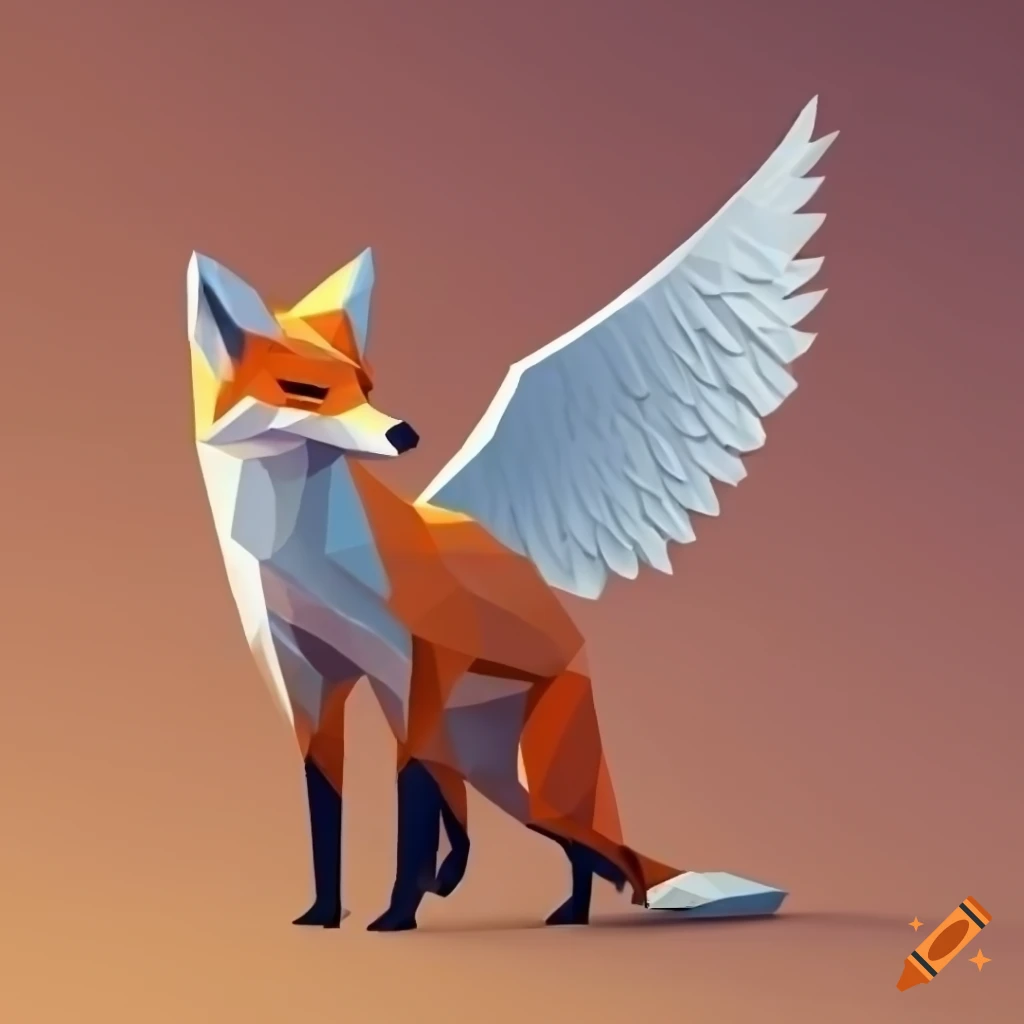 Low poly fox angel