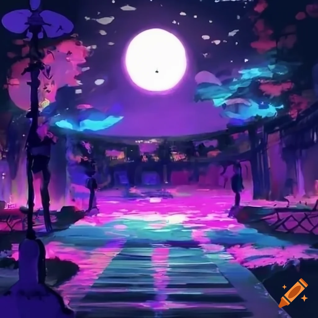 Outdoor stage at night