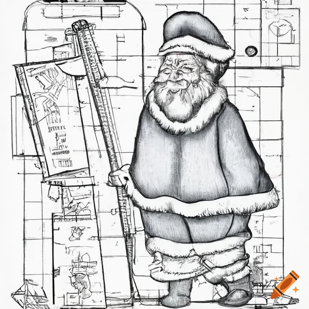 Santa blueprint technical drawing