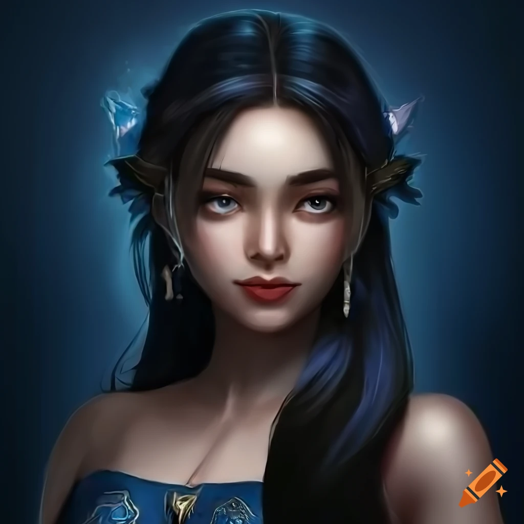 Young female in oniric fantasy costume with beautiful hair and dynamic ...