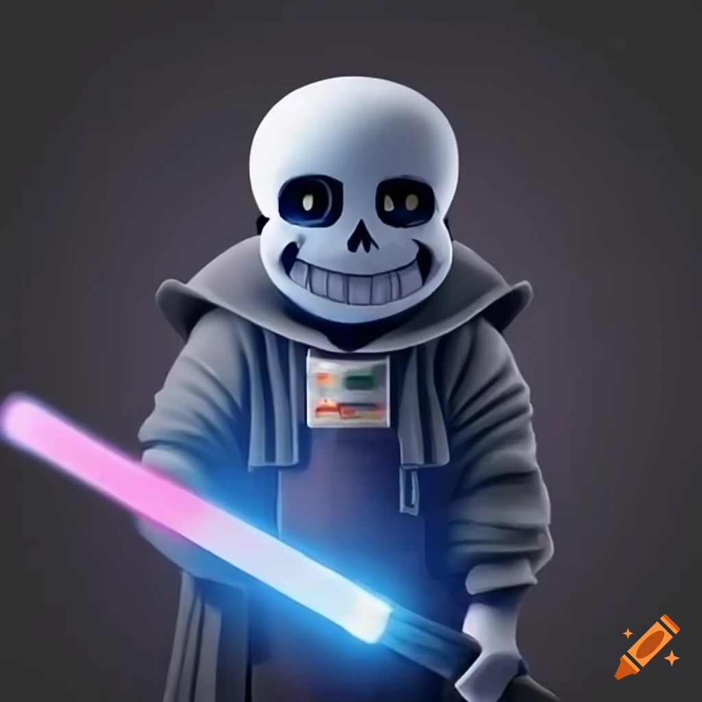 Sans from undertail fighting earth vader with lightsabers